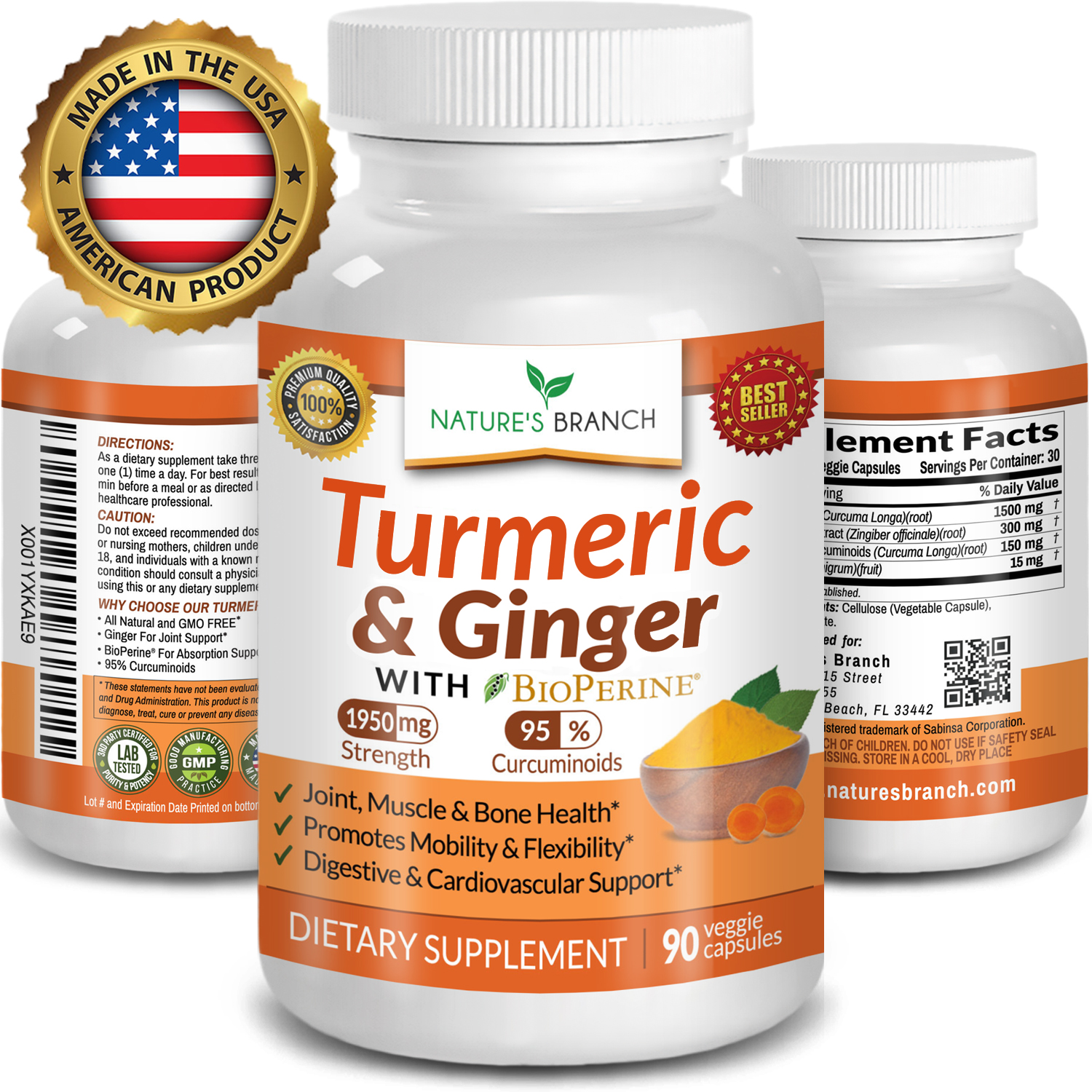 100% MAX STRENGTH PURE TURMERIC & GINGER WITH BIOPERINE BLACK PEPPER ...